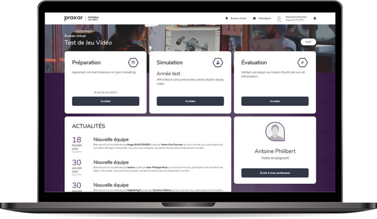 Simulation interactive pour étudiants en marketing | Praxar