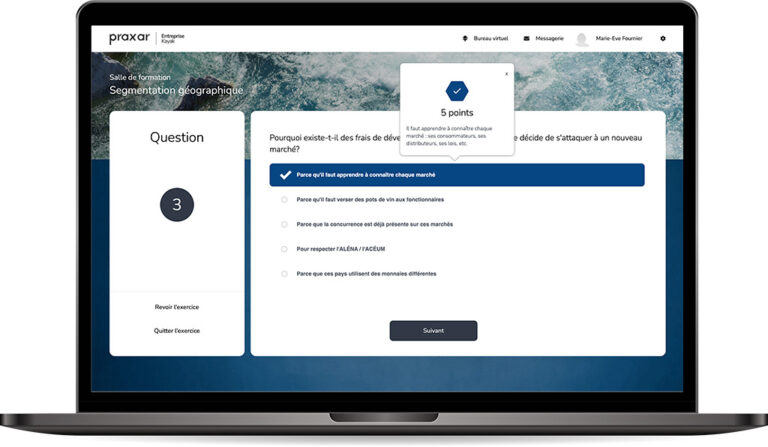 Simulation interactive pour étudiants en entrepreneuriat | Praxar